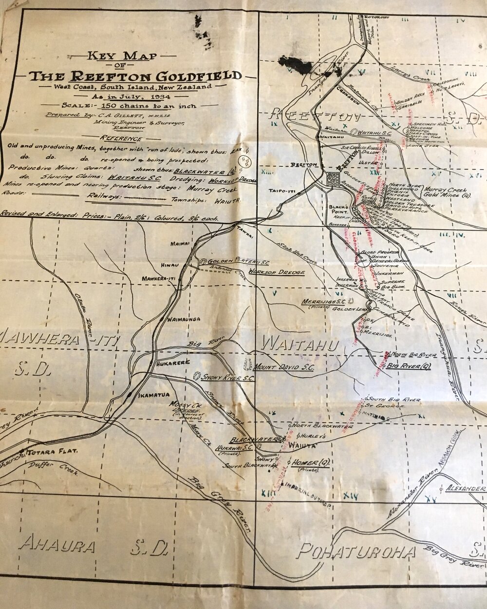Reefton Goldfields Map.1934 | West Coast New Zealand History
