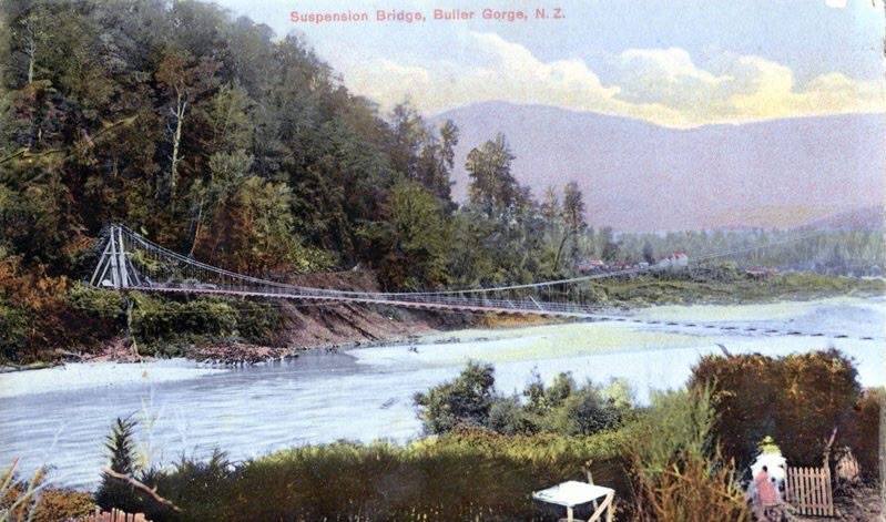 Suspension bridge across the Buller River. | West Coast New Zealand History