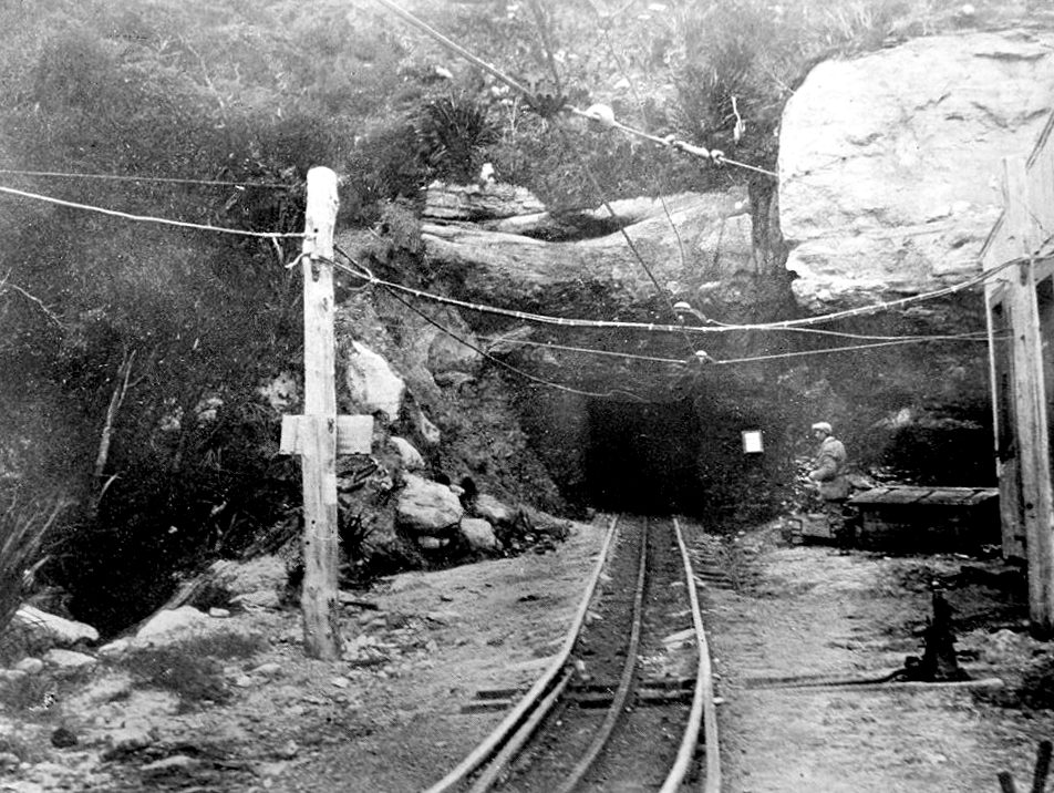 Entrance to a tunnel, Stockton Mine. | West Coast New Zealand History