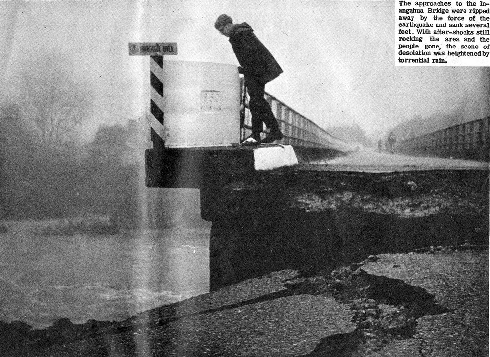 Inangahua Bridge after the earthquake.1968. | West Coast New Zealand ...