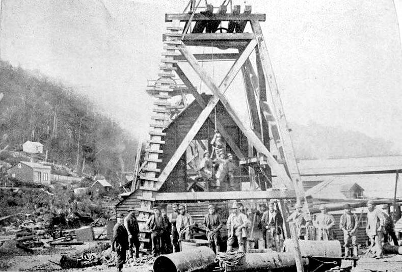 The first Wallsend mine shaft. ca.1870s. | West Coast New Zealand History
