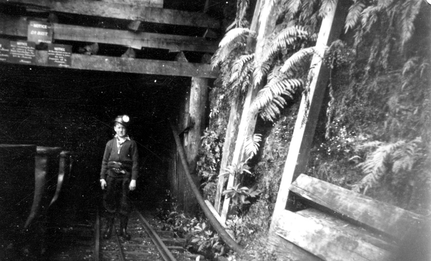 Rick Barker from Runanga, aged 10, outside the Liverpool State Mine ...