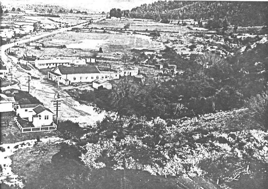 A large landslide poised above Inangahua Junction after 1968 earthquake ...