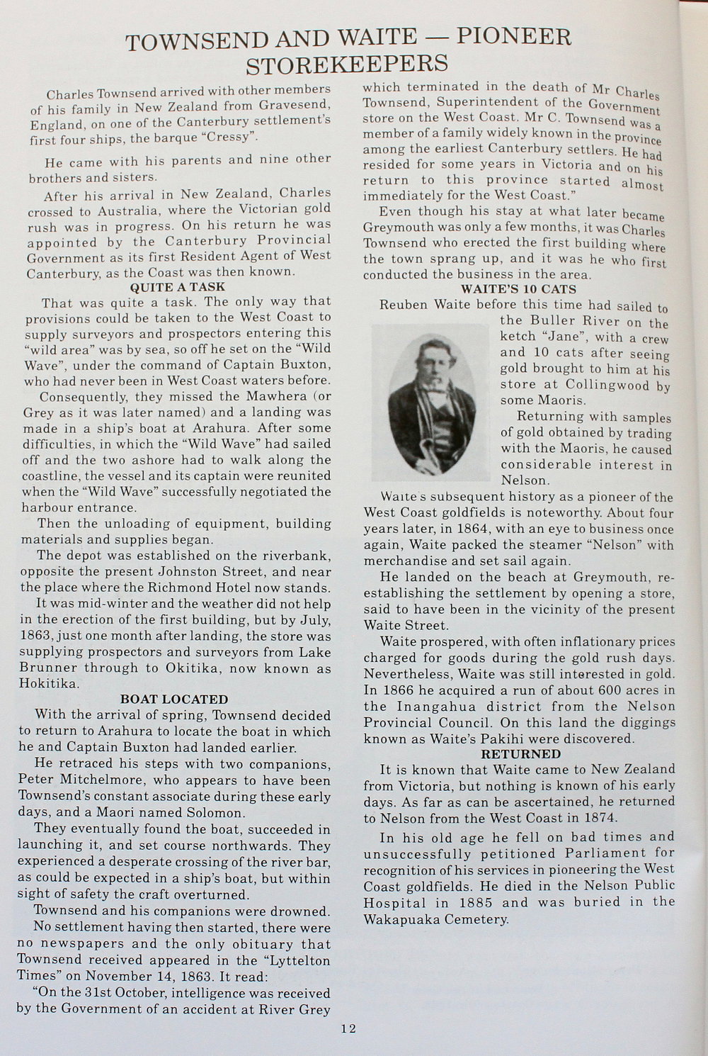 Reuben Waite and Charles Townsend Pioneer Storekeepers | West Coast New ...