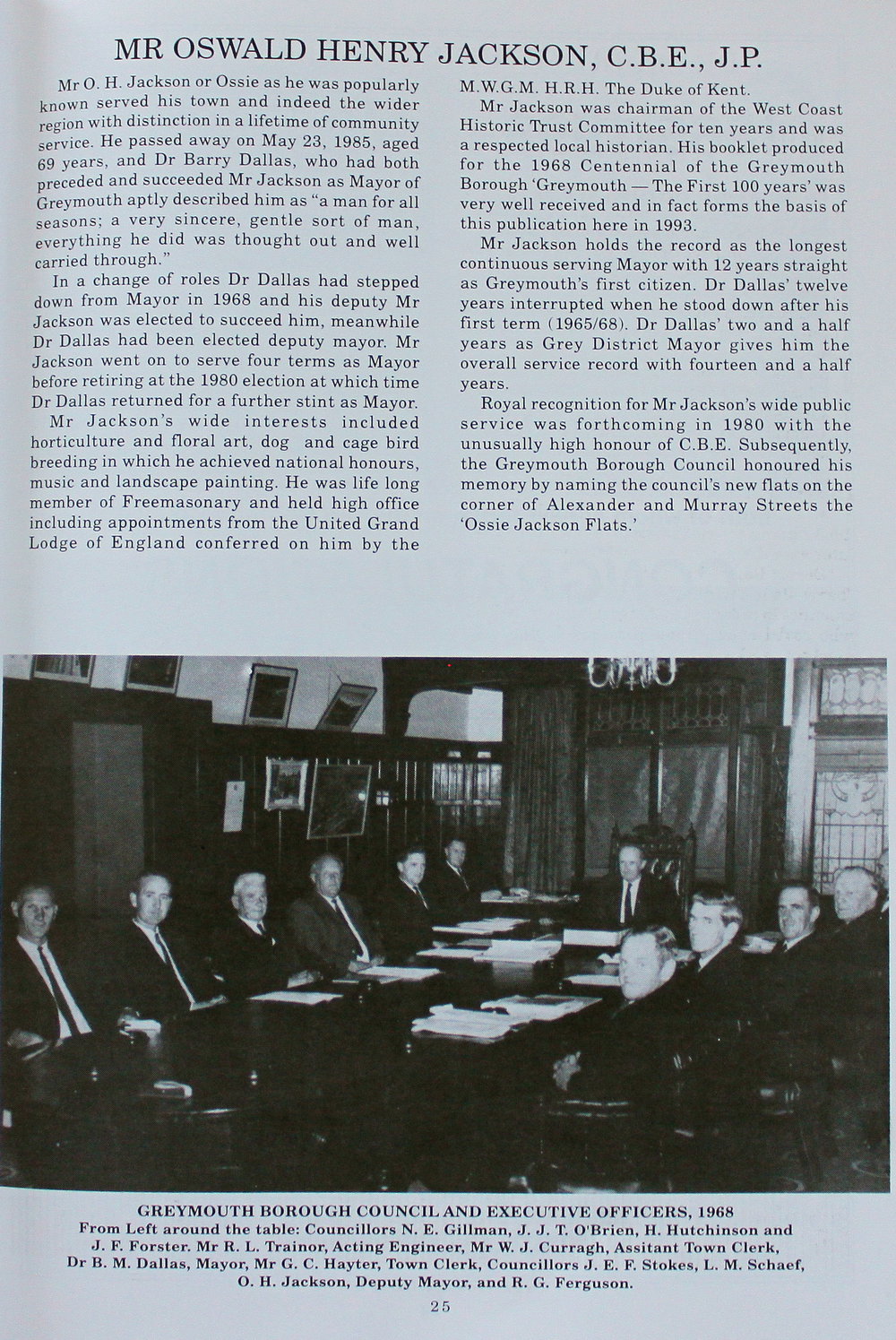 Mr. Oswald Henry Jackson CBE JP. and Mayor | West Coast New Zealand History