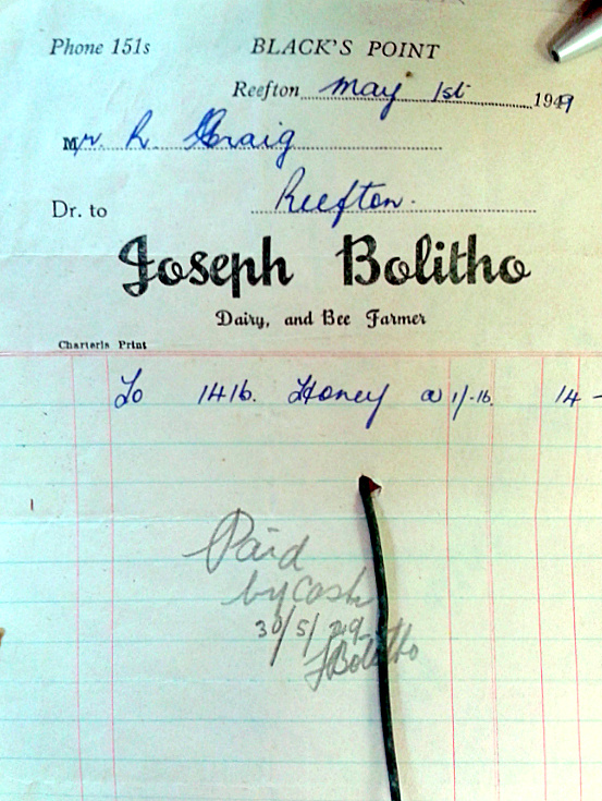 Receipt to Joseph Bolitho from Robert Craig, Blacks Point, May 1st 1949 ...